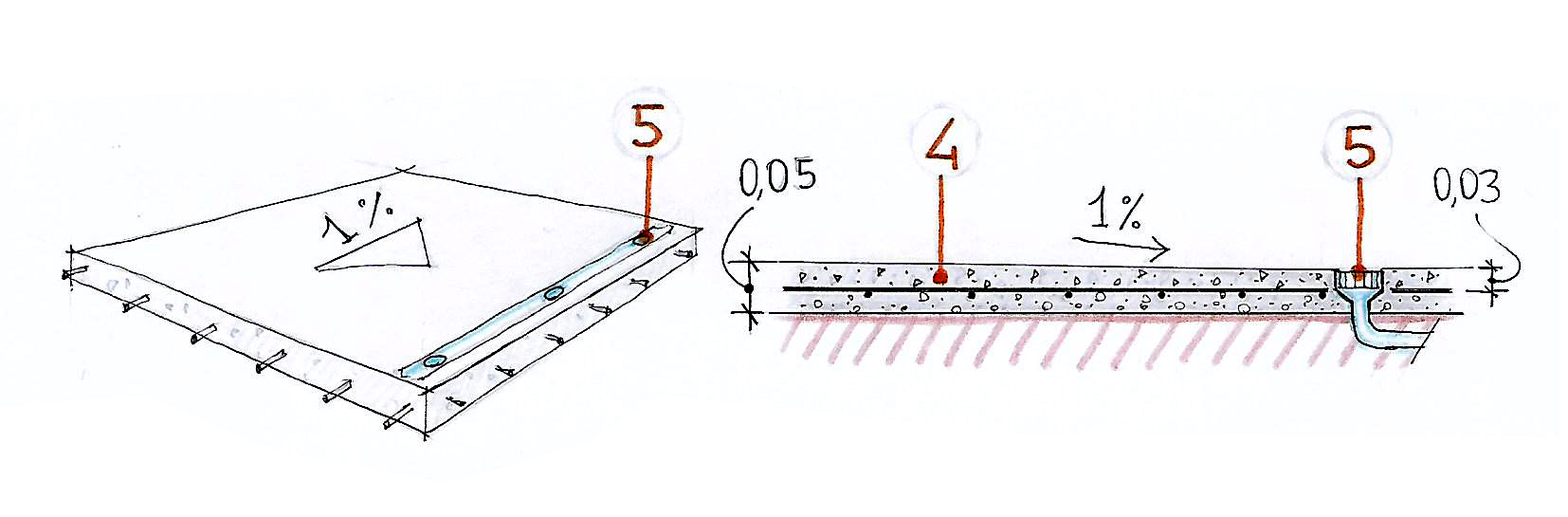 WOOD DECK ON CONCRETE BASE: constructive details - MaNi sketcher