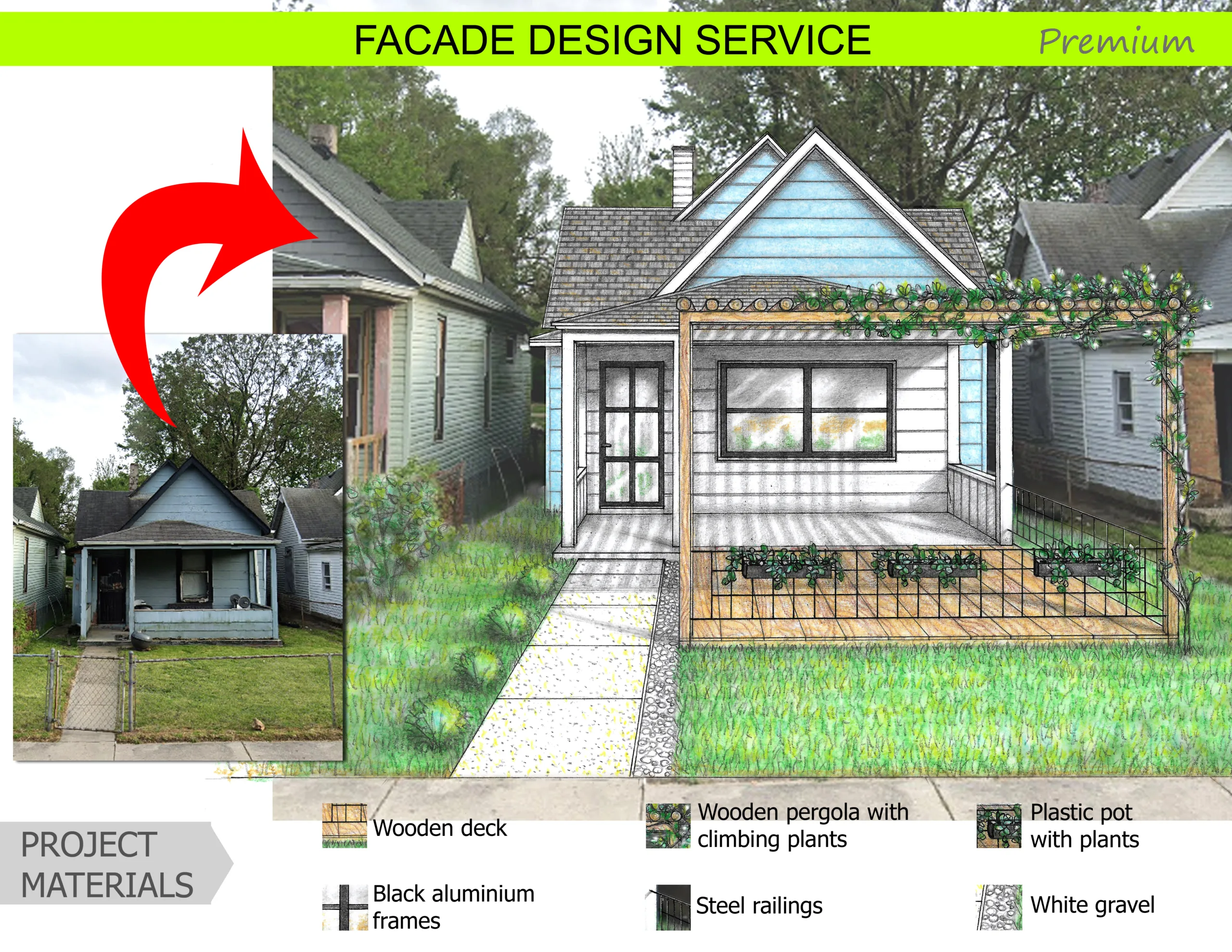 Custom facade design service: online drawings