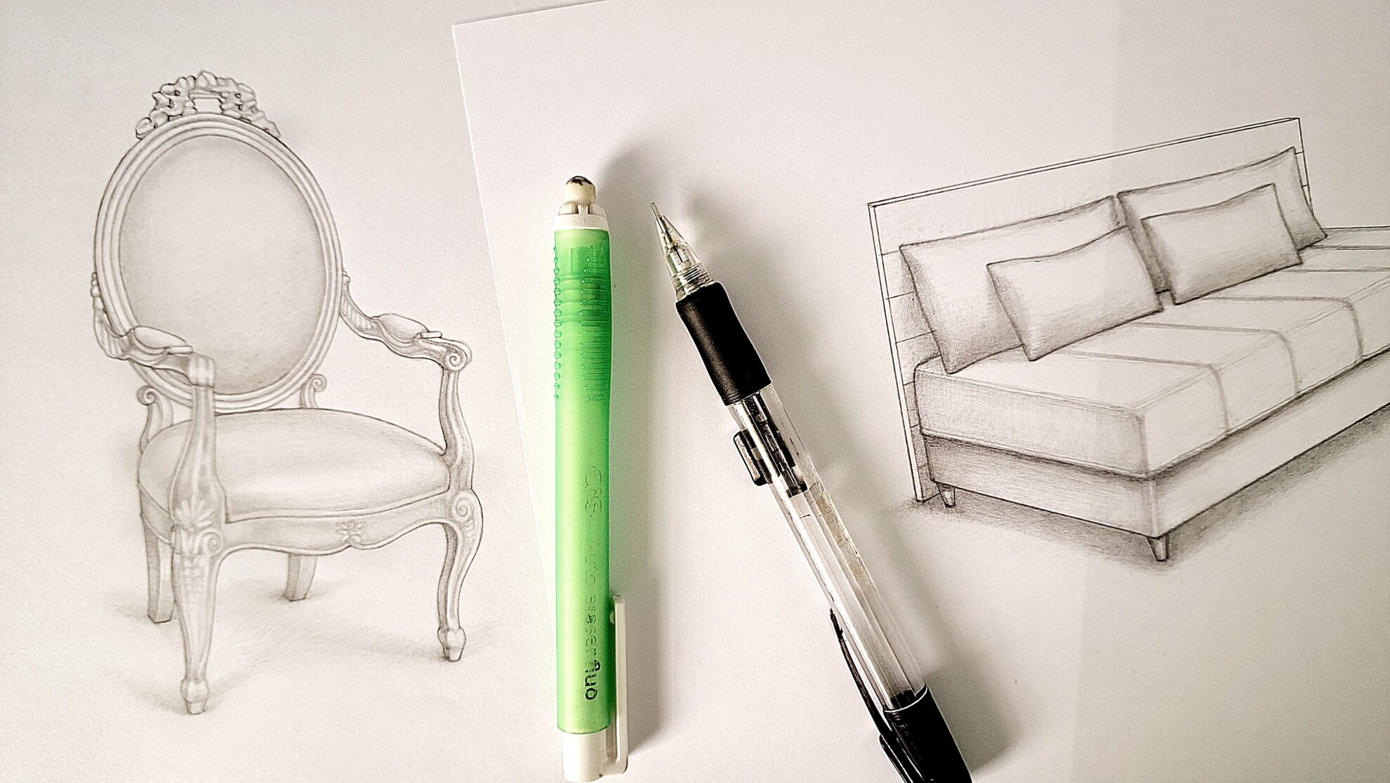 Hand-drawn interior furniture sketches service