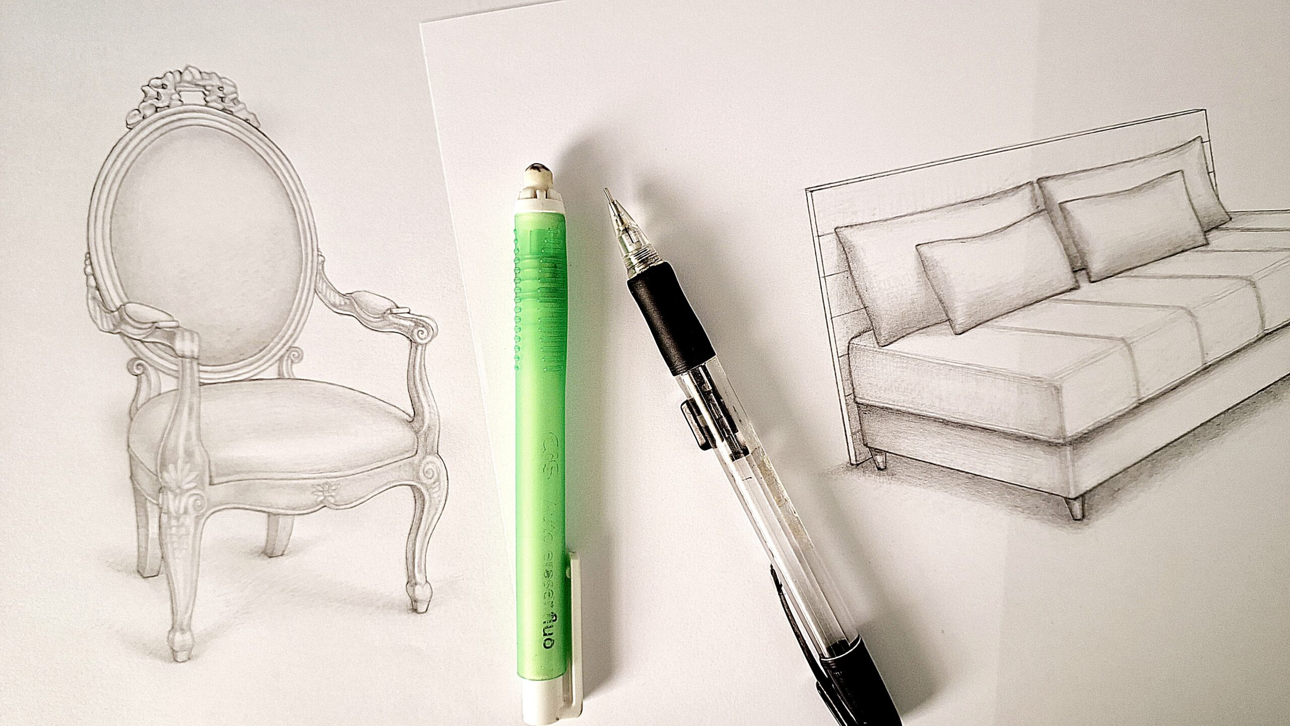 Hand-drawn interior furniture sketches service