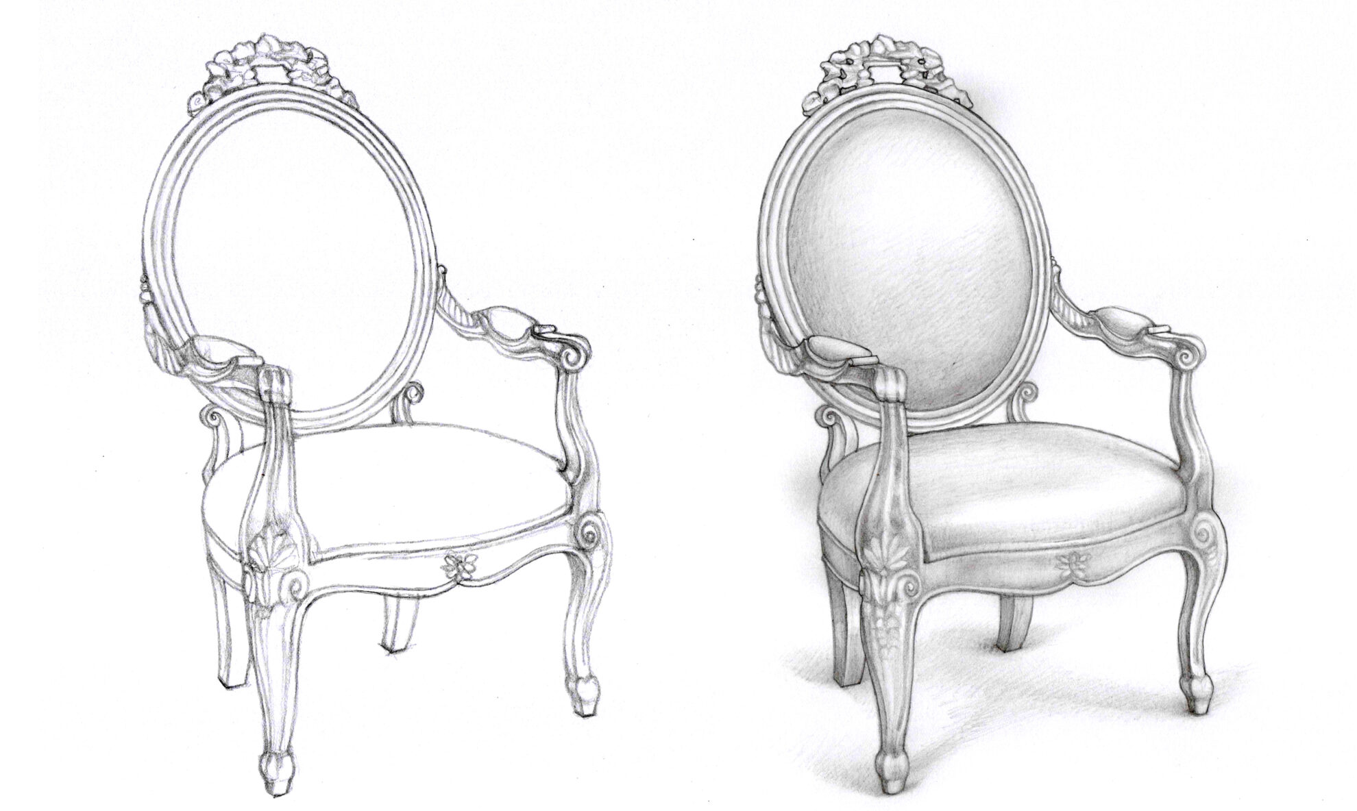 Hand-drawn interior furniture sketches service