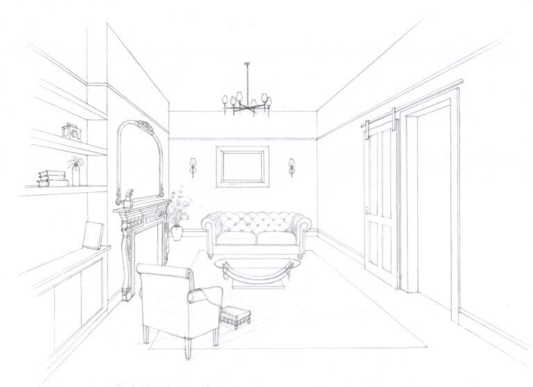 Interior design hand drawings – architectural sketches