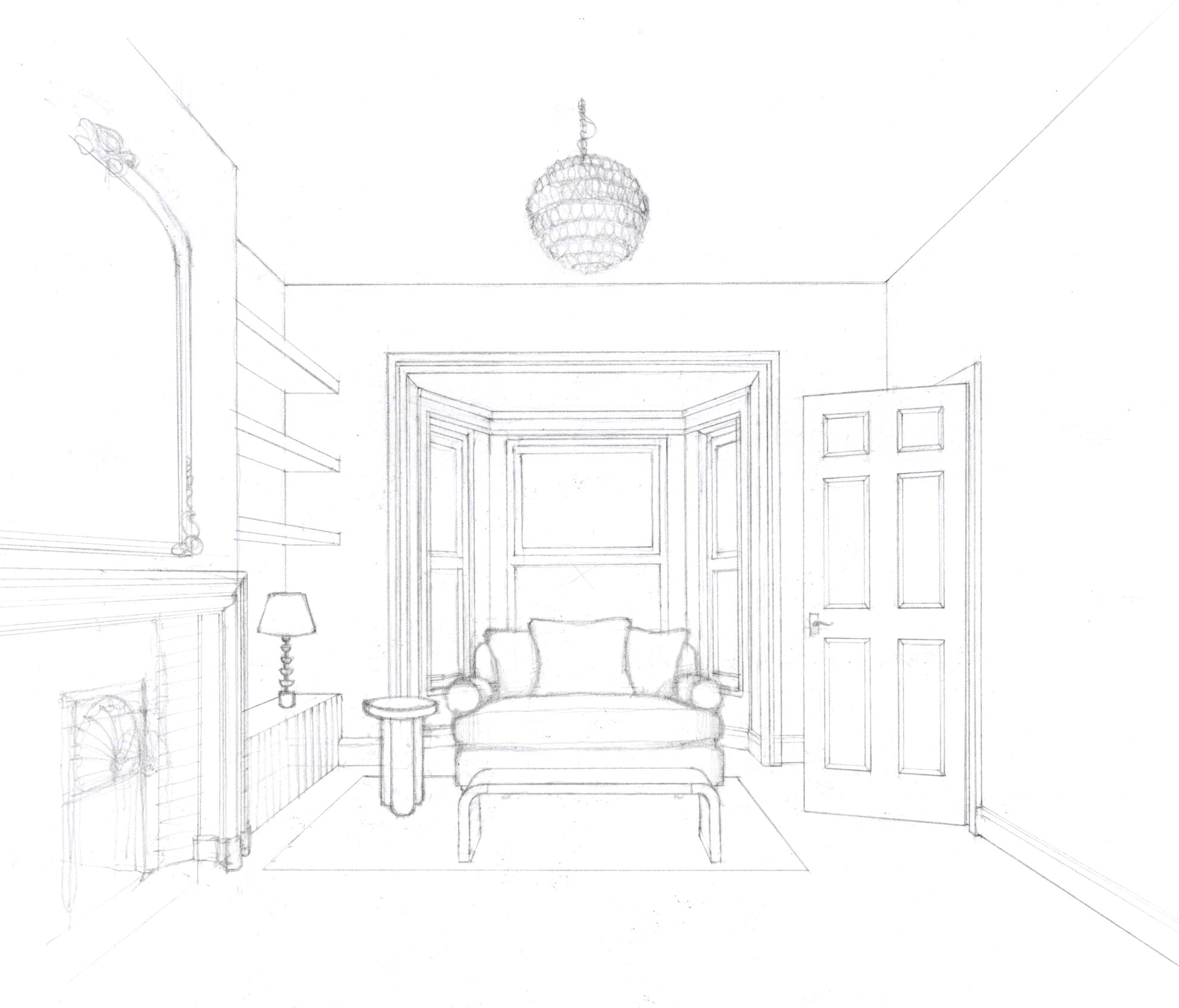 Interior design hand drawings – architectural sketches