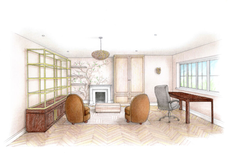 Interior design hand drawings – architectural sketches