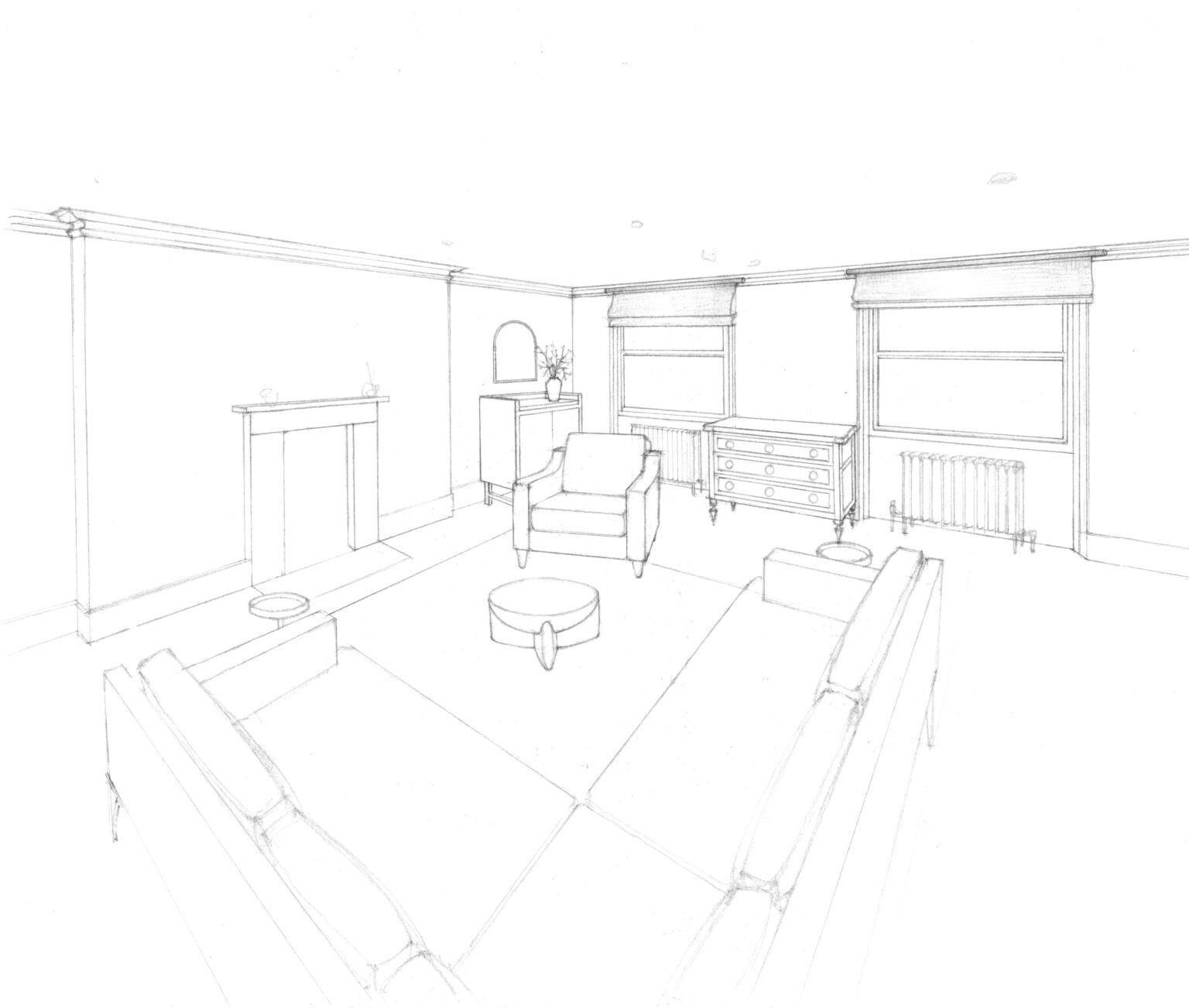 Interior design hand drawings – architectural sketches