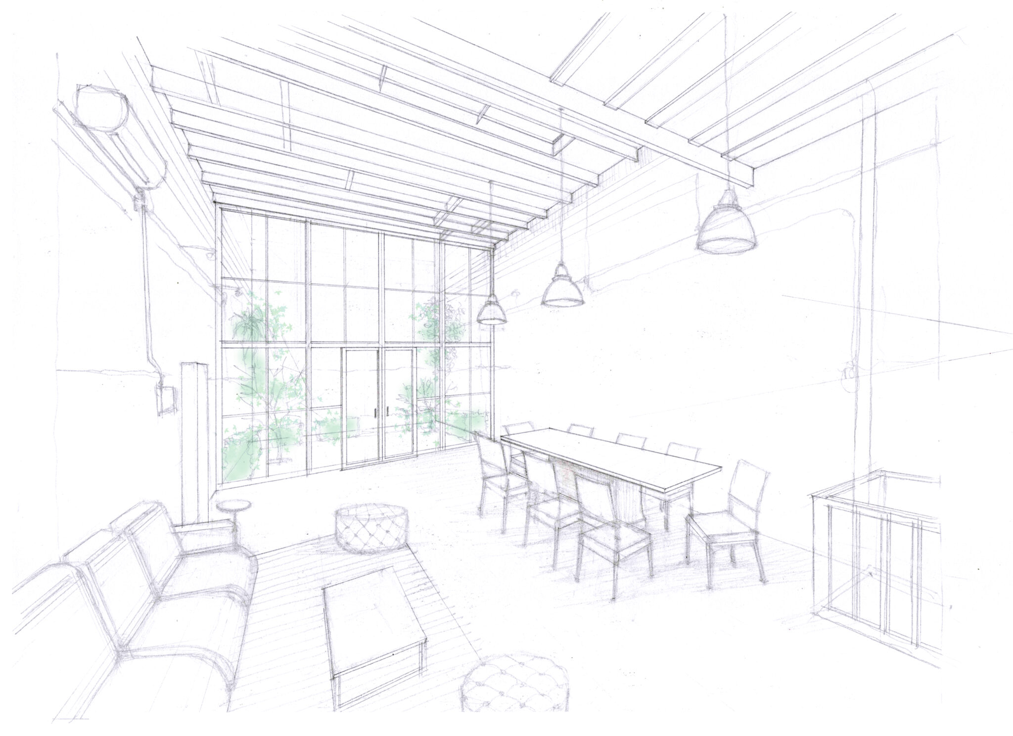Interior design hand drawings – architectural sketches