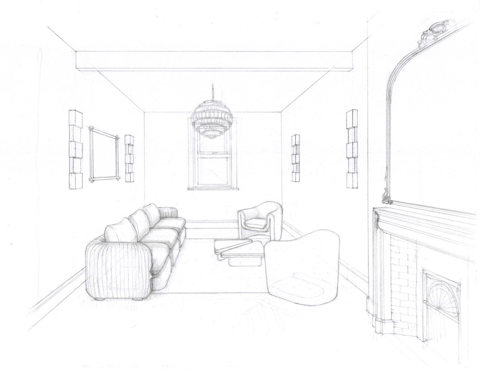 Interior design hand drawings – architectural sketches